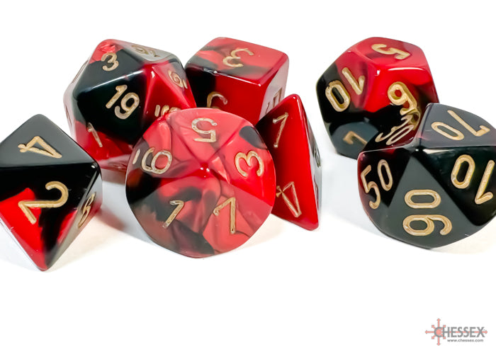 Chessex Dice Set - 7pc Gemini Black, Red & Gold – Buddies Toys